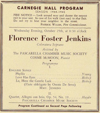 Florence Foster Jenkins: (probablement) la pire chanteuse de l'histoire